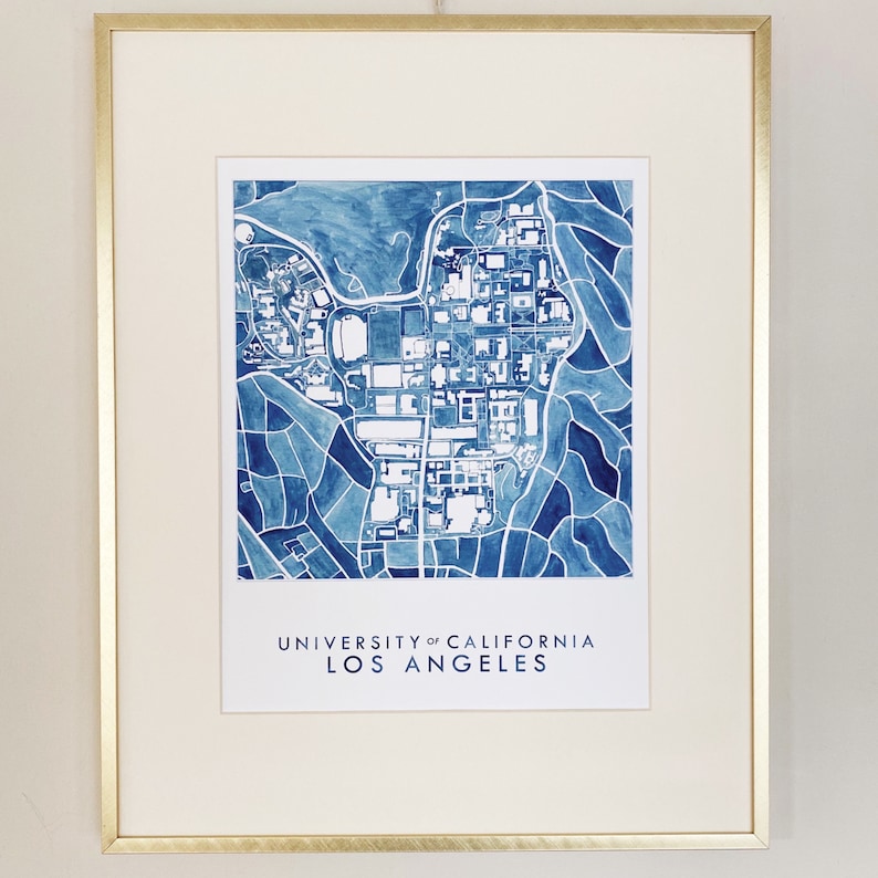 UCLA Campus Hand Painted Watercolor Map art Print University - Etsy
