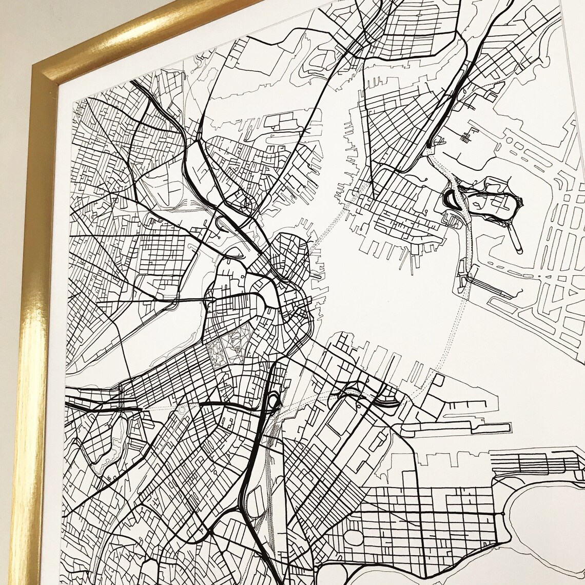 Greater BOSTON Map Street Map MASSACHUSETTS City Map Drawing - Etsy