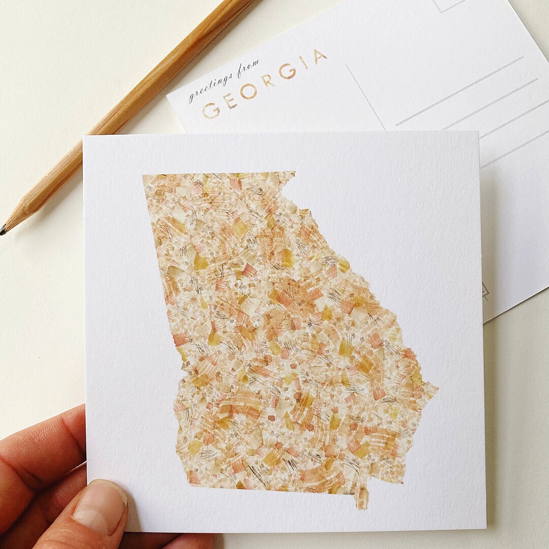 GEORGIA Watercolor Map POSTCARD US State Map Wedding Favor Travel ...