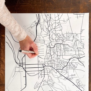 ITHACA Street Map NEW YORK City Map Drawing Black and White (art Print ...