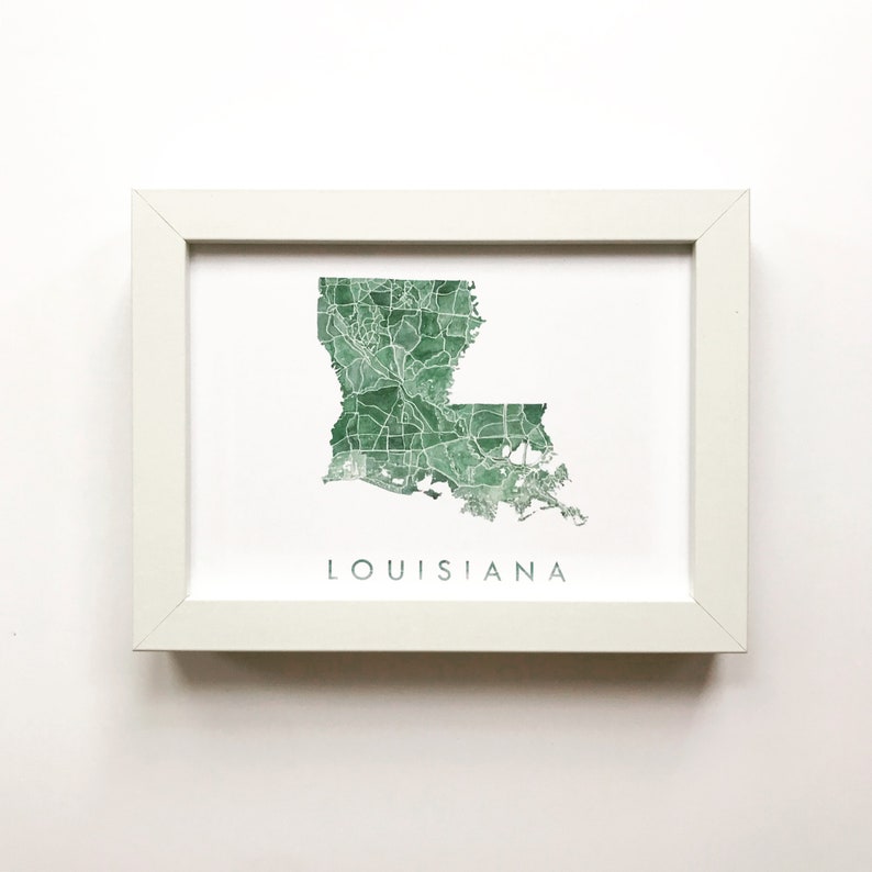 LOUISIANA Watercolor State MAP art Print Custom Your Town - Etsy