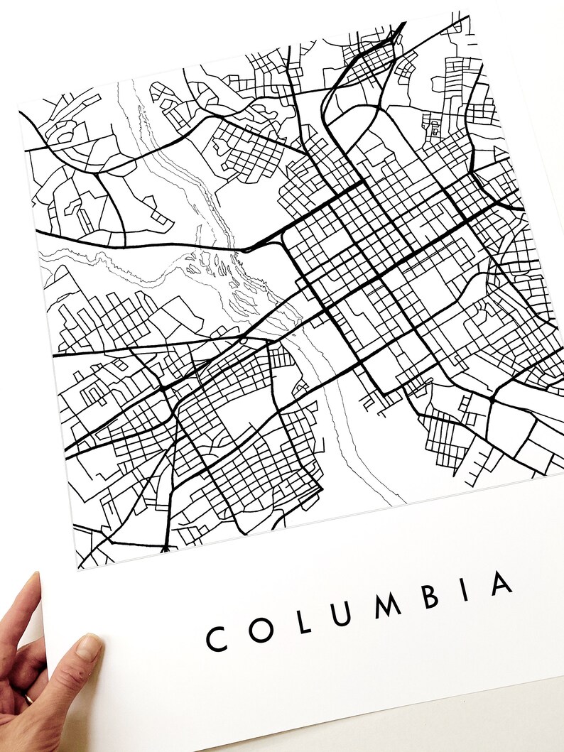 COLUMBIA Map Street Map South Carolina City Map Drawing Black - Etsy