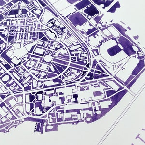 UW Seattle Campus Hand Painted Watercolor Map (art Print) University of ...