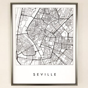 SEVILLE Map Hand Drawn Street Map Print SPAIN City Map (art Print ...