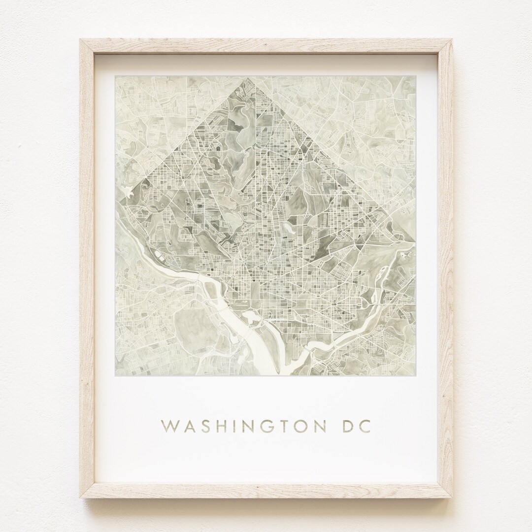 WASHINGTON DC Map Watercolor Print City Block Plan (art Print) Wedding ...