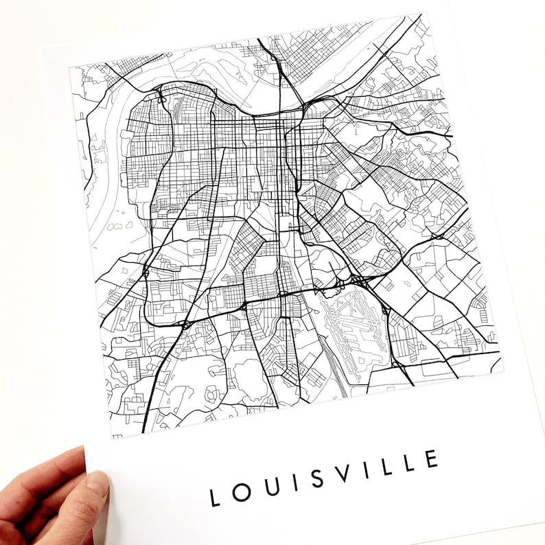 LOUISVILLE Map Street Map KENTUCKY City Map Drawing Black and | Etsy