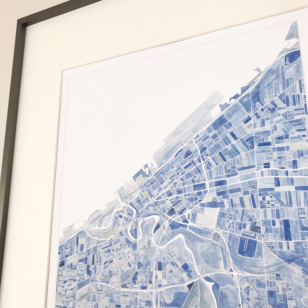 CLEVELAND Map Watercolor Print OHIO City Block Plan art | Etsy