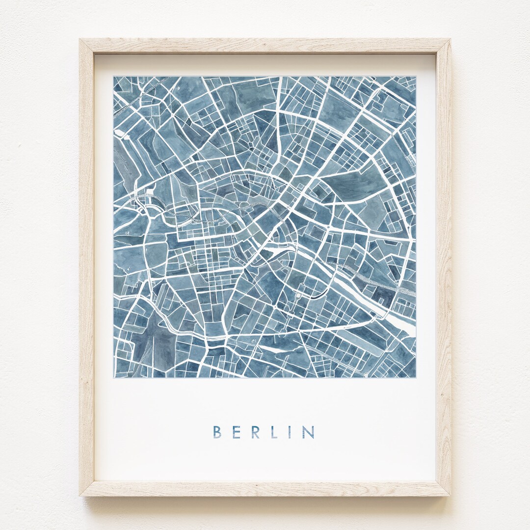BERLIN Map Hand Painted Watercolor Map Print GERMANY City Block Plan ...
