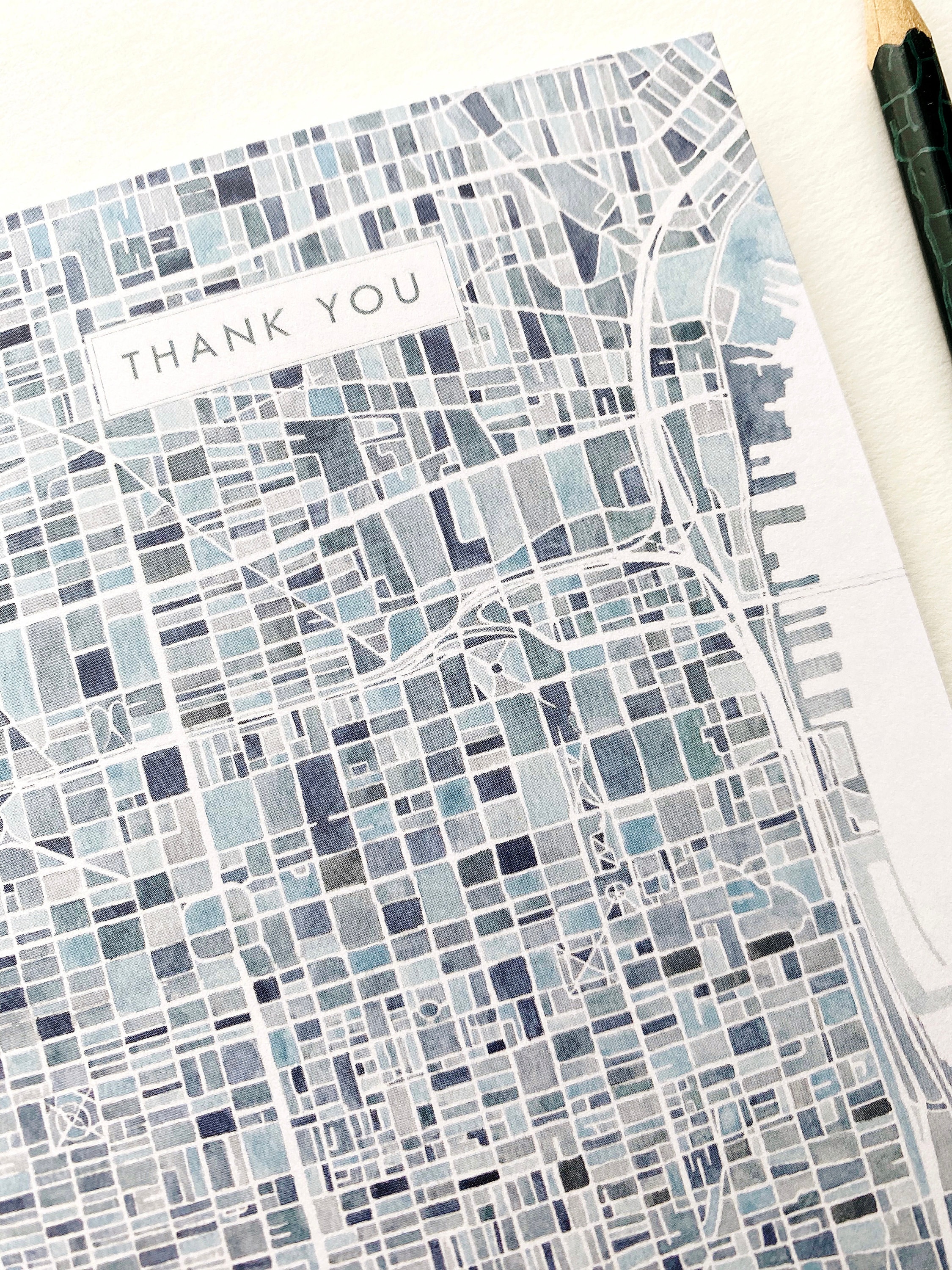 PHILADELPHIA Pennsylvania Thank You Card Watercolor City Map Folded ...