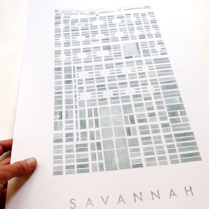 SAVANNAH Map Watercolor Print GEORGIA City Map Block Plan (art Print ...
