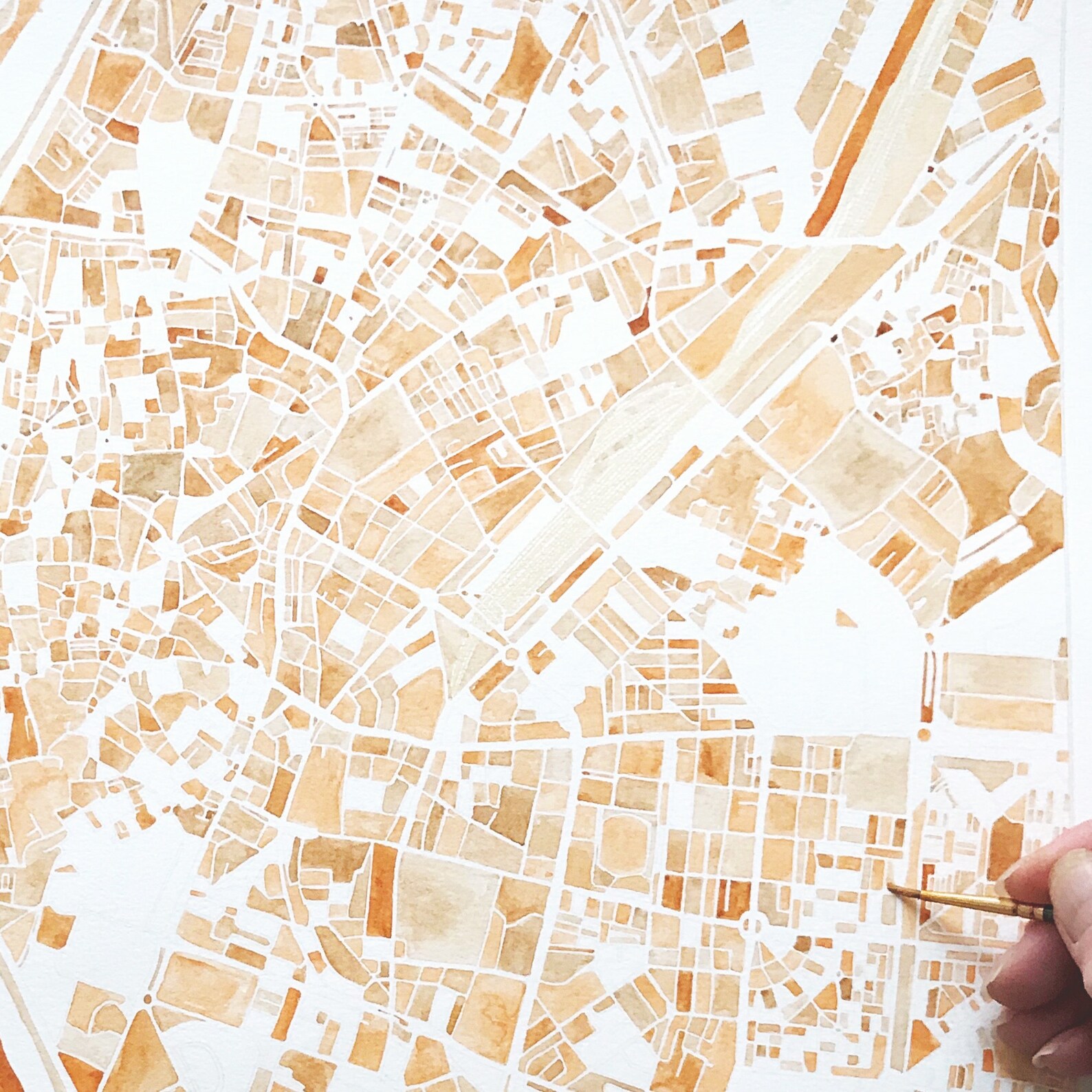 SEVILLE Map Watercolor Print SPAIN City Block Plan art Print - Etsy