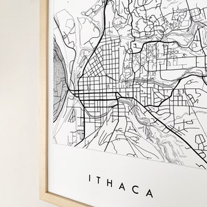 ITHACA Street Map NEW YORK City Map Drawing Black and White (art Print ...