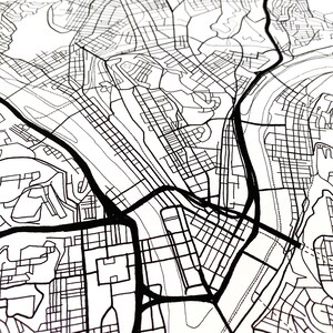 PITTSBURGH Map Street Map Pennsylvania City Map Drawing Black and White ...