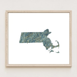 MASSACHUSETTS State Map Urban Fabric Watercolor Texture Painting (art ...