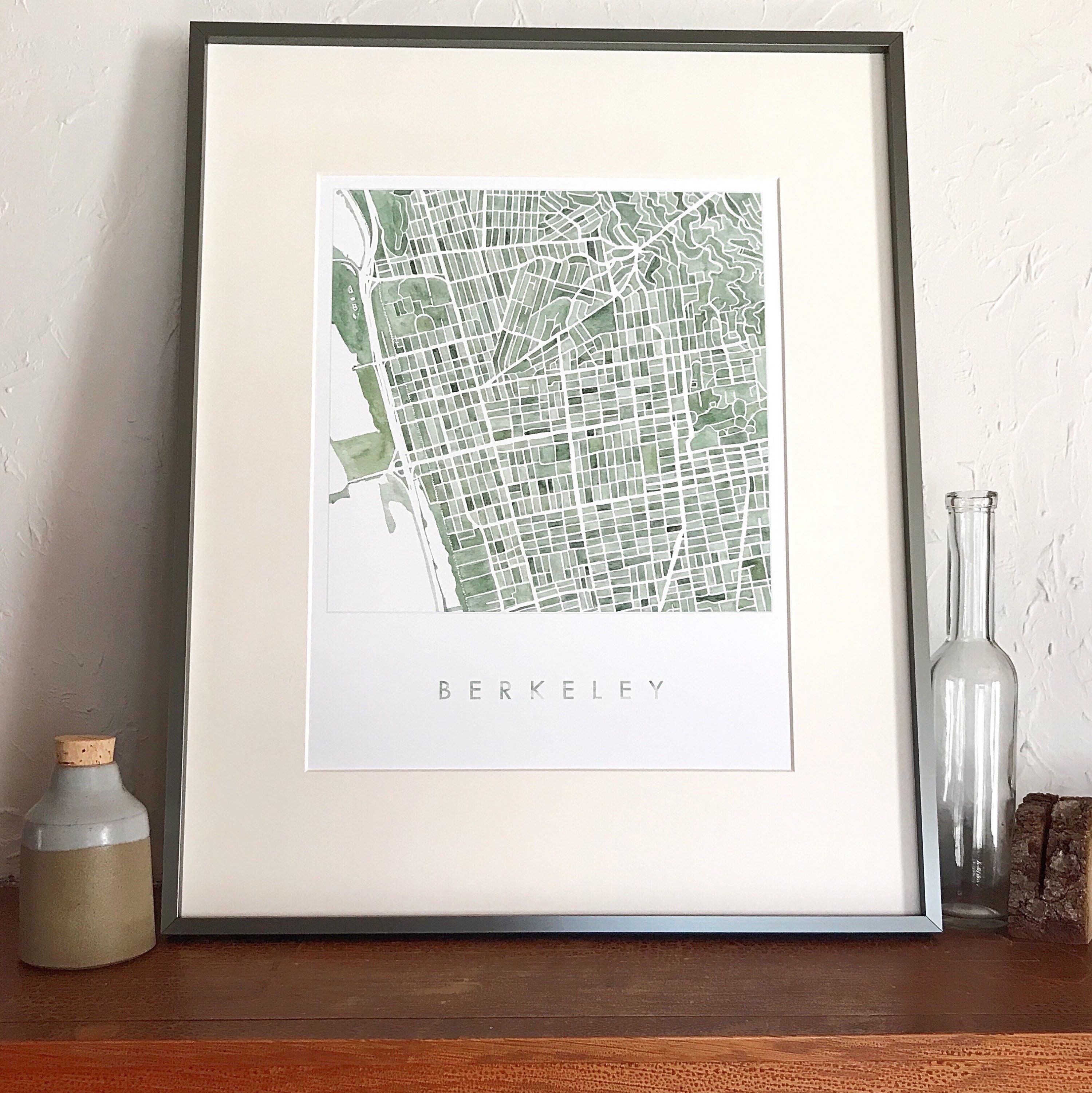 BERKELEY California Map Watercolor Print City Plan (art Print) UC ...
