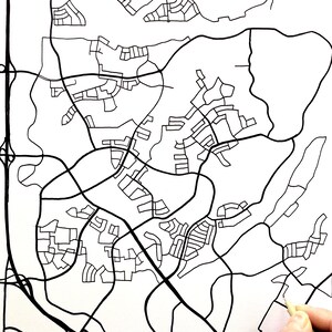 ROCKLIN California Map Hand Drawn Street Map City Map Drawing Black and ...