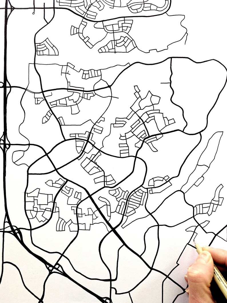 ROCKLIN California Map Hand Drawn Street Map City Map Drawing | Etsy