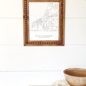 STEILACOOM Map Hand Drawn Street Map WASHINGTON City Map Drawing Black ...