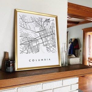 COLUMBIA Map Street Map South Carolina City Map Drawing Black and White ...