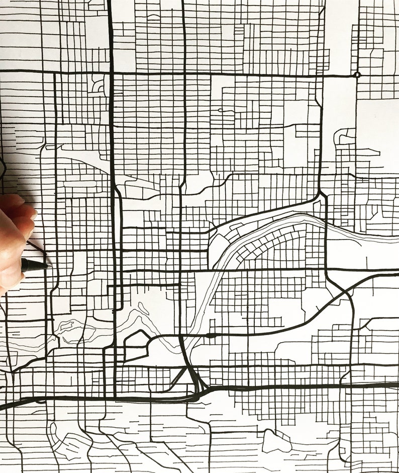 SPOKANE Map Street Map WASHINGTON City Map Drawing Black and | Etsy