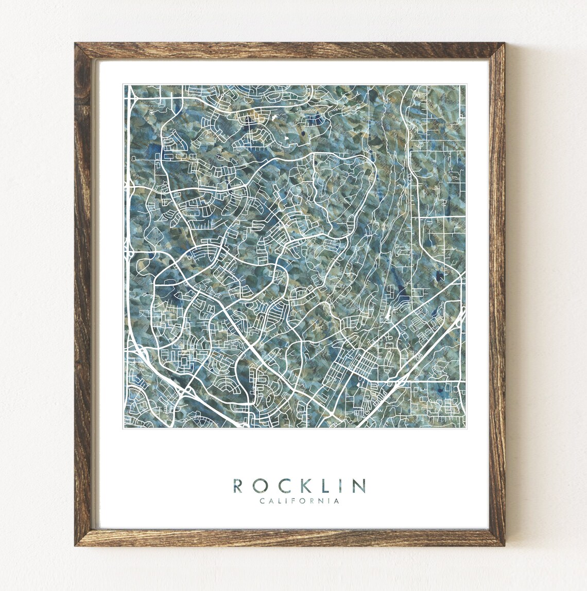 ROCKLIN Map Urban Fabric Watercolor Texture Painting | Etsy