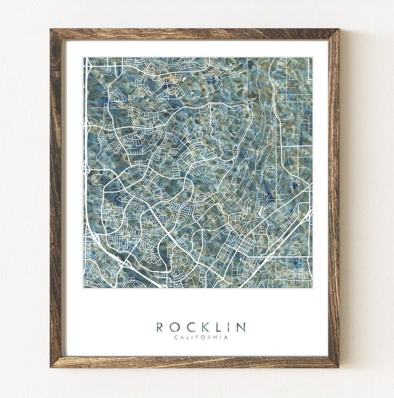 ROCKLIN Map Urban Fabric Watercolor Texture Painting - Etsy