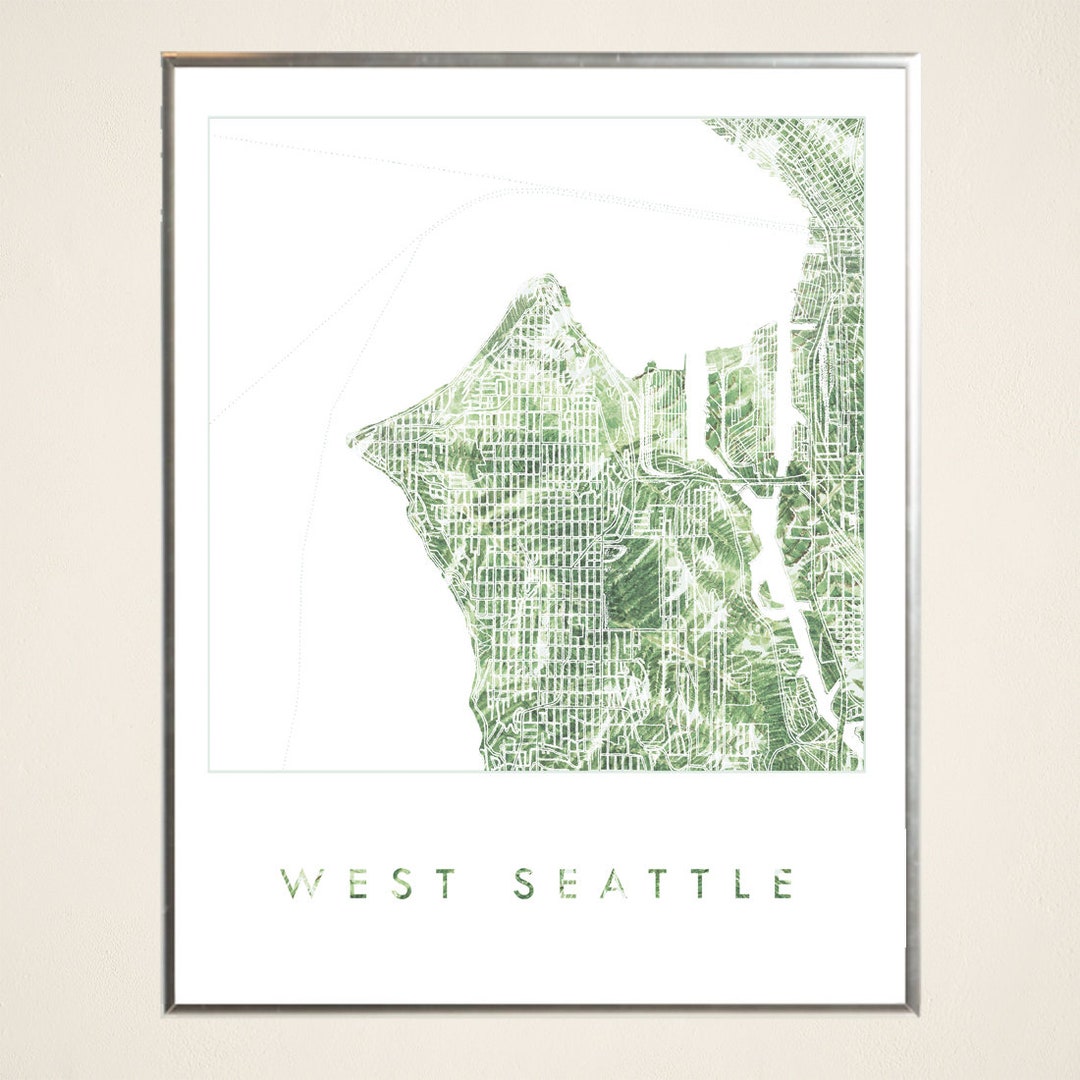 WEST SEATTLE Map Ferns Botanical Map Painting WASHINGTON art Print ...