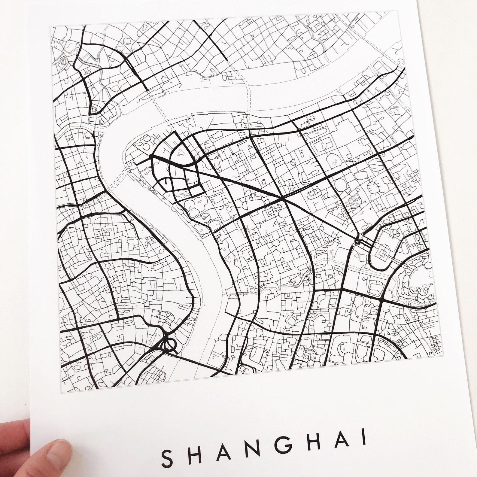 SHANGHAI Map Hand Drawn Street Map CHINA City Map Drawing | Etsy