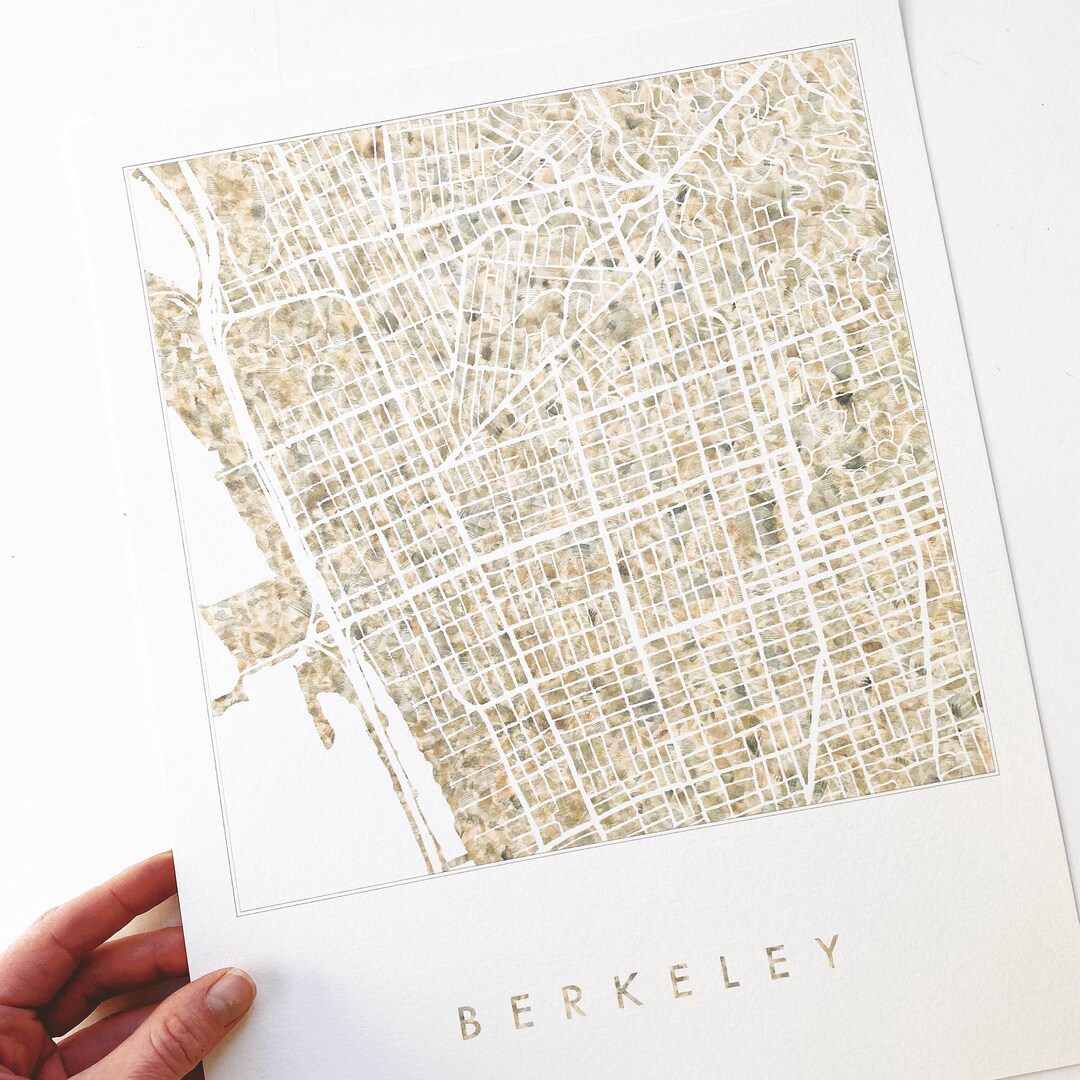 BERKELEY Map Urban Fabric Watercolor Texture Painting - Etsy