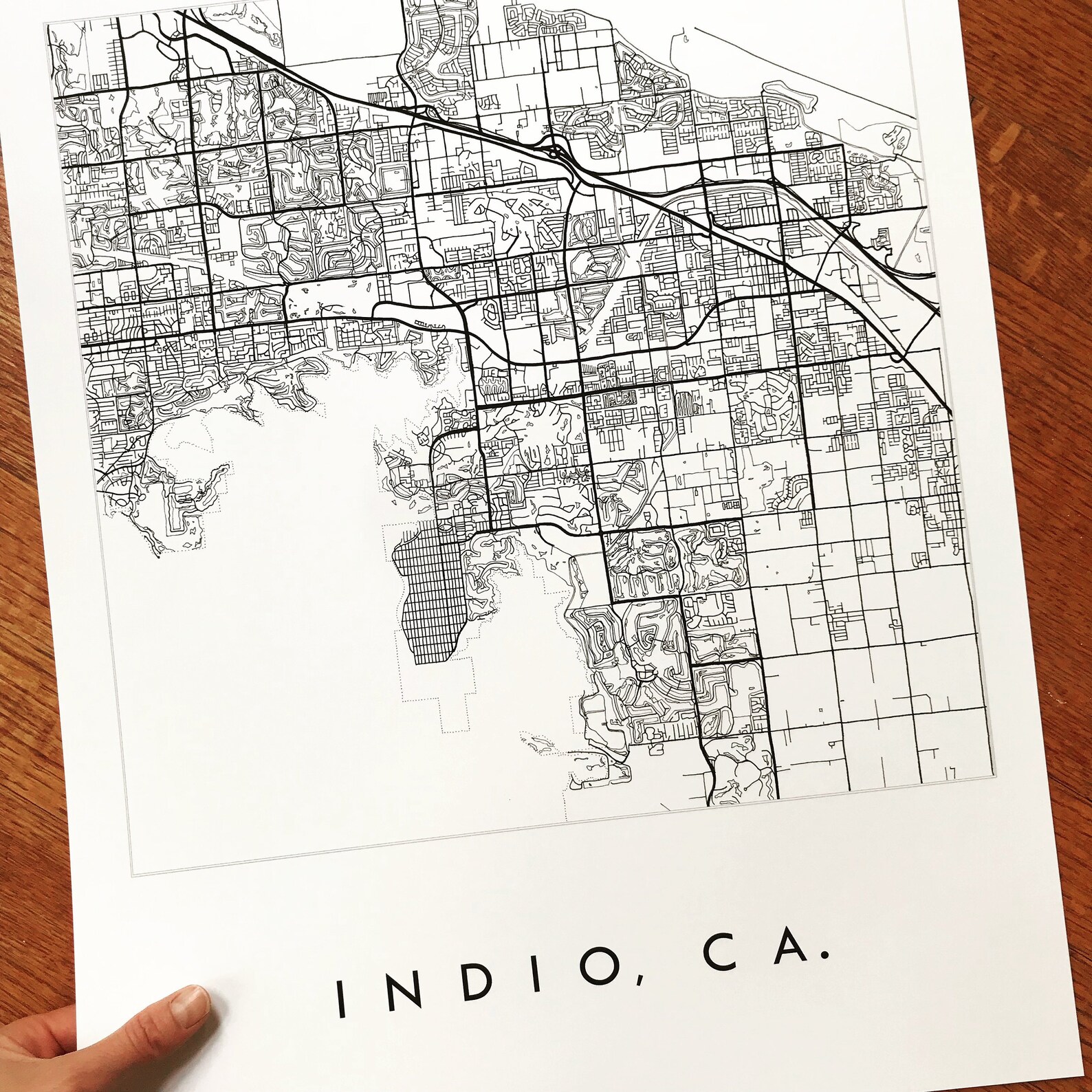 INDIO Palm Springs Hand Drawn Map CALIFORNIA City Map Drawing | Etsy