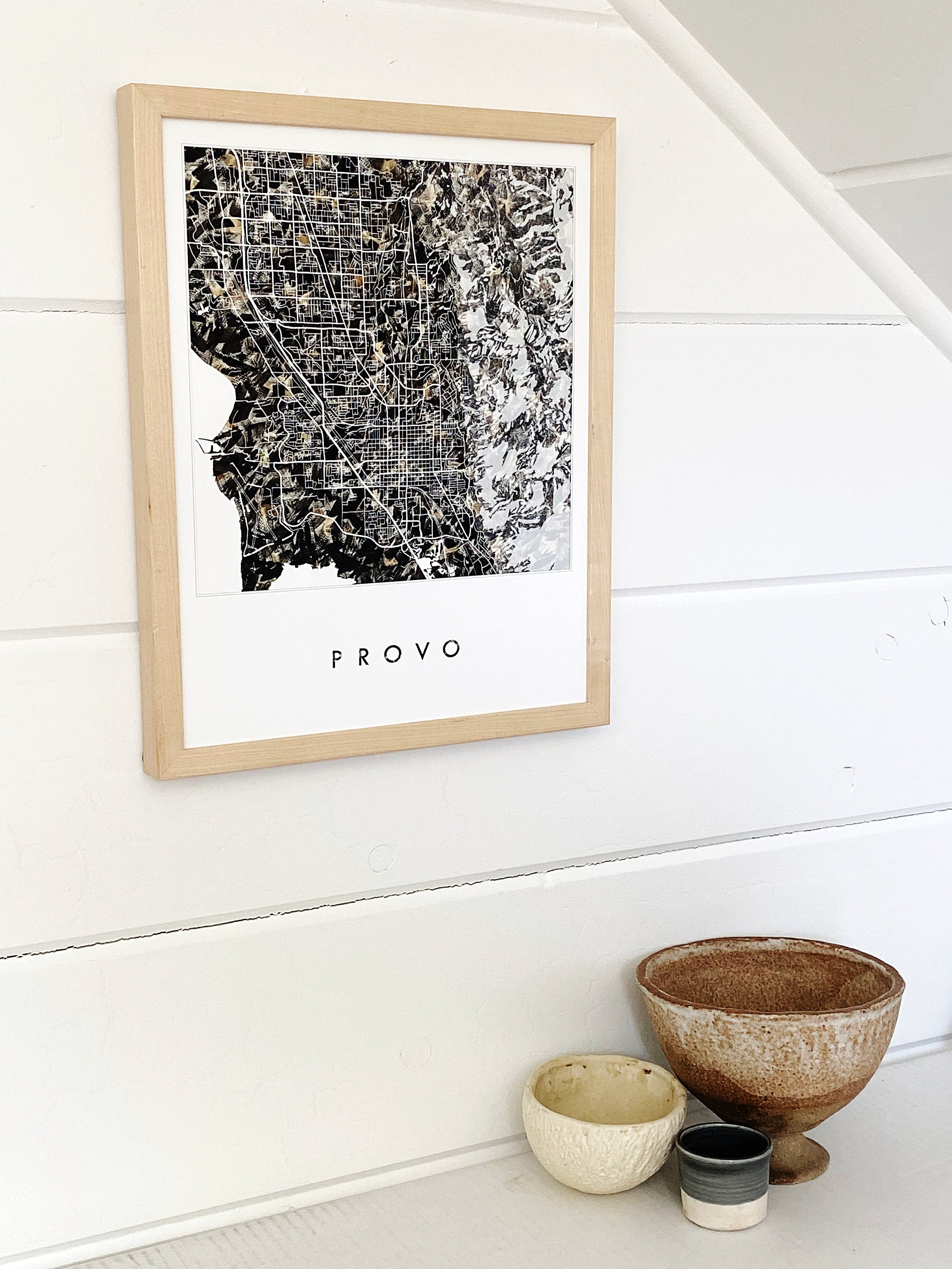 PROVO Map Urban Fabric Watercolor Texture Painting UTAH City Plan (art ...
