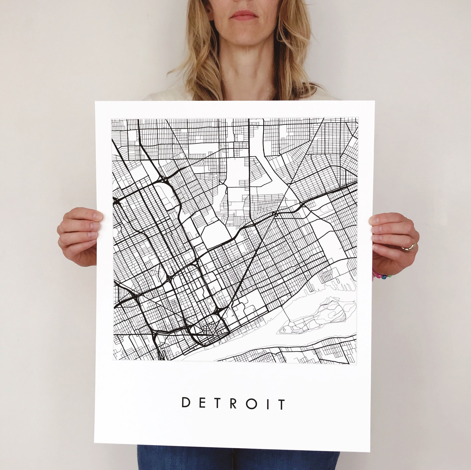 DETROIT Map Street Map MICHIGAN City Map Drawing Black and - Etsy