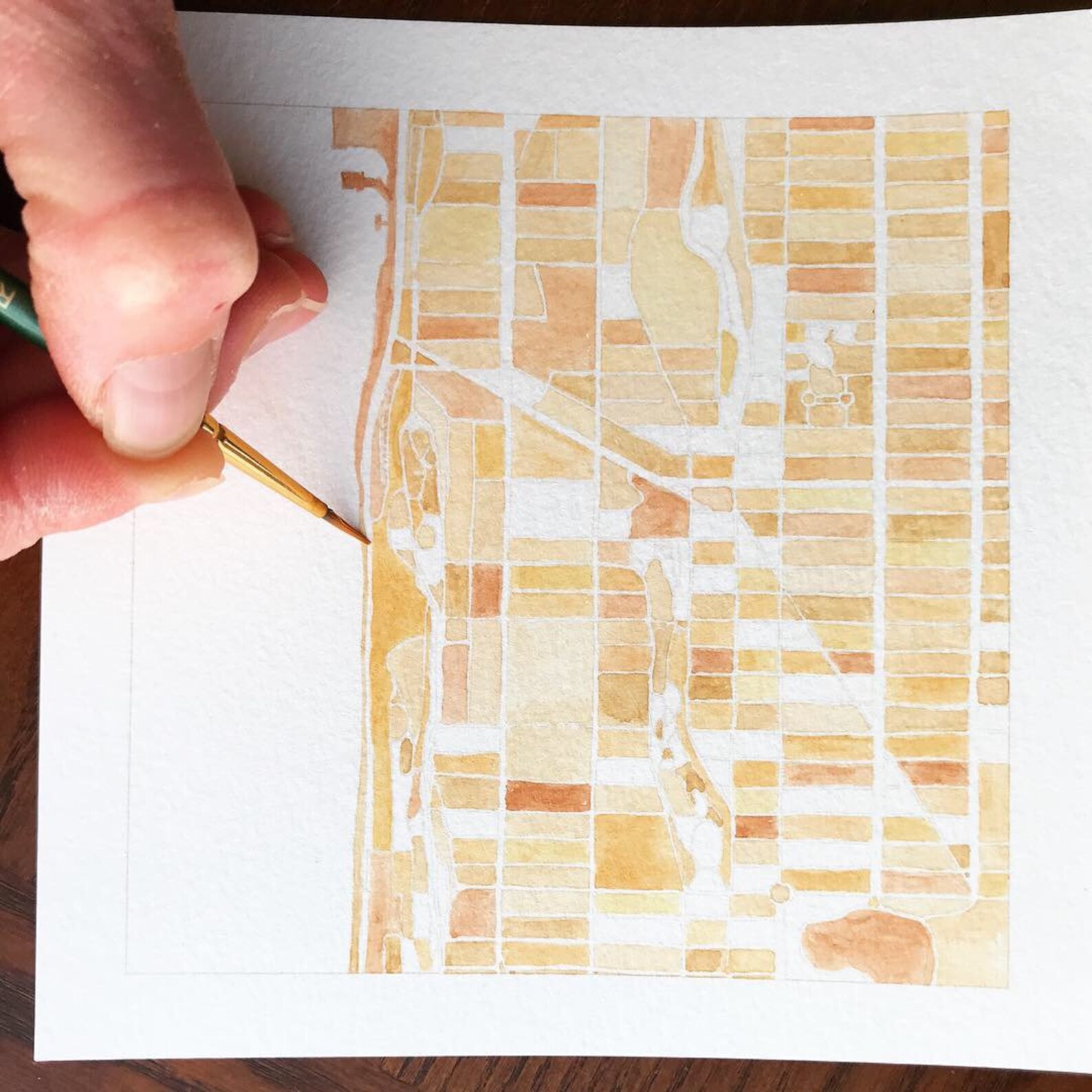 6 Custom Watercolor Map YOUR NEIGHBORHOOD Block Plan | Etsy