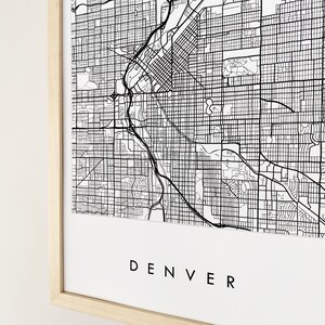DENVER Street Map COLORADO City Map Drawing Black and White (art Print ...