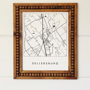 SELLERSBURG Street Map INDIANA City Map Drawing Black and White (art ...