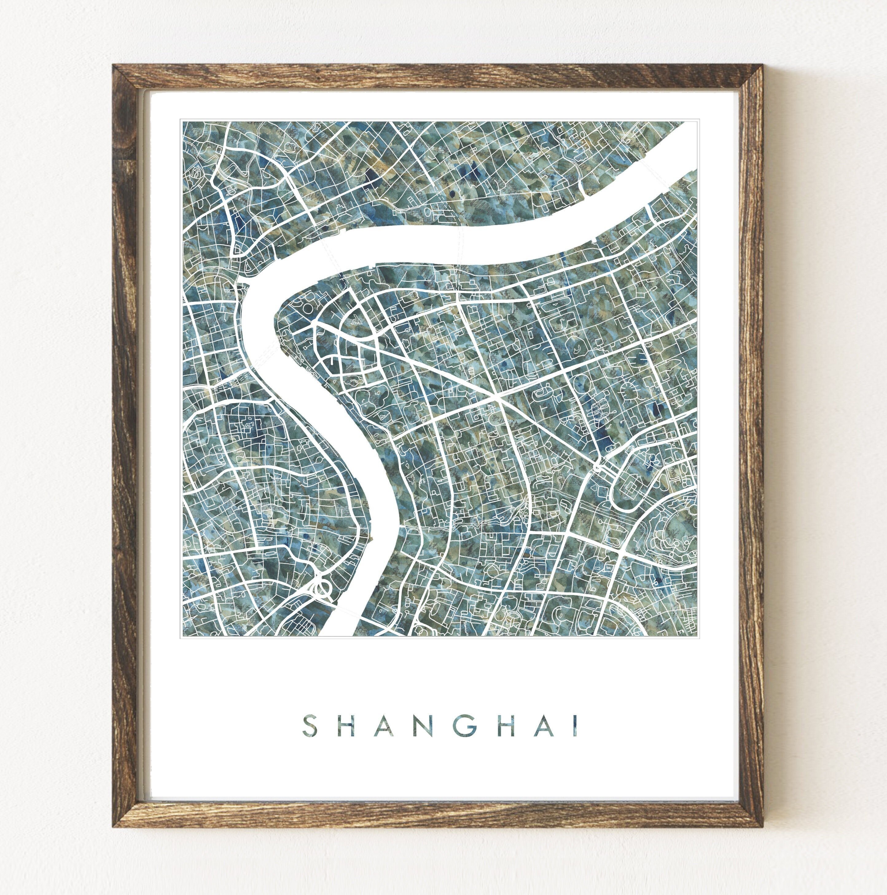 SHANGHAI Map Urban Fabric Watercolor Texture Painting China City Plan ...