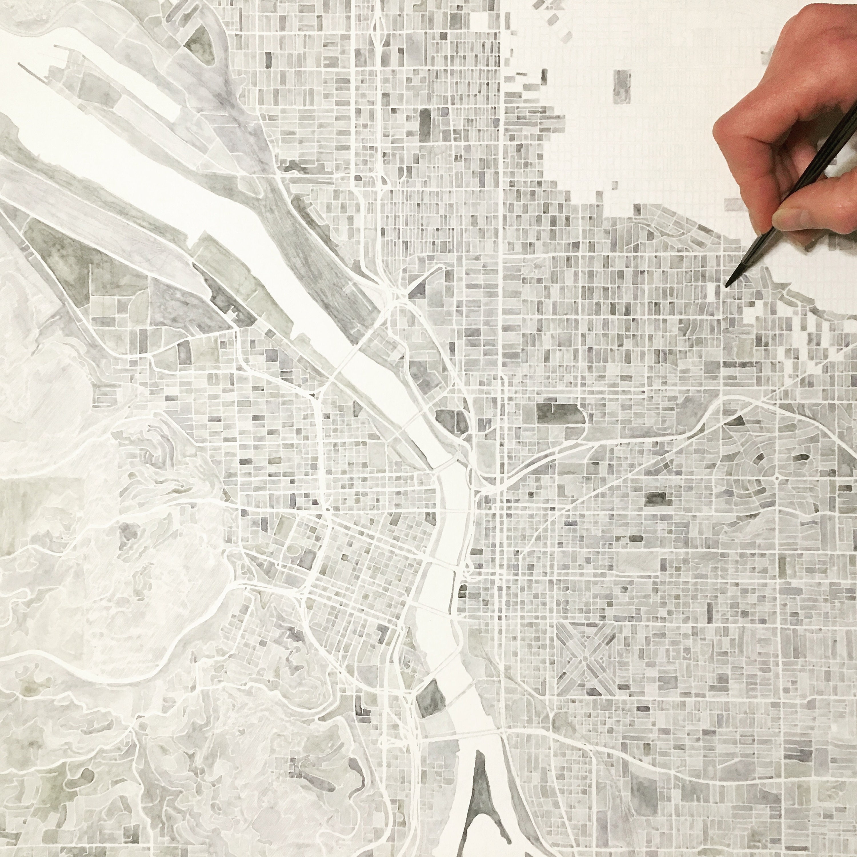 PORTLAND Map Watercolor Print OREGON City Block Plan Art | Etsy