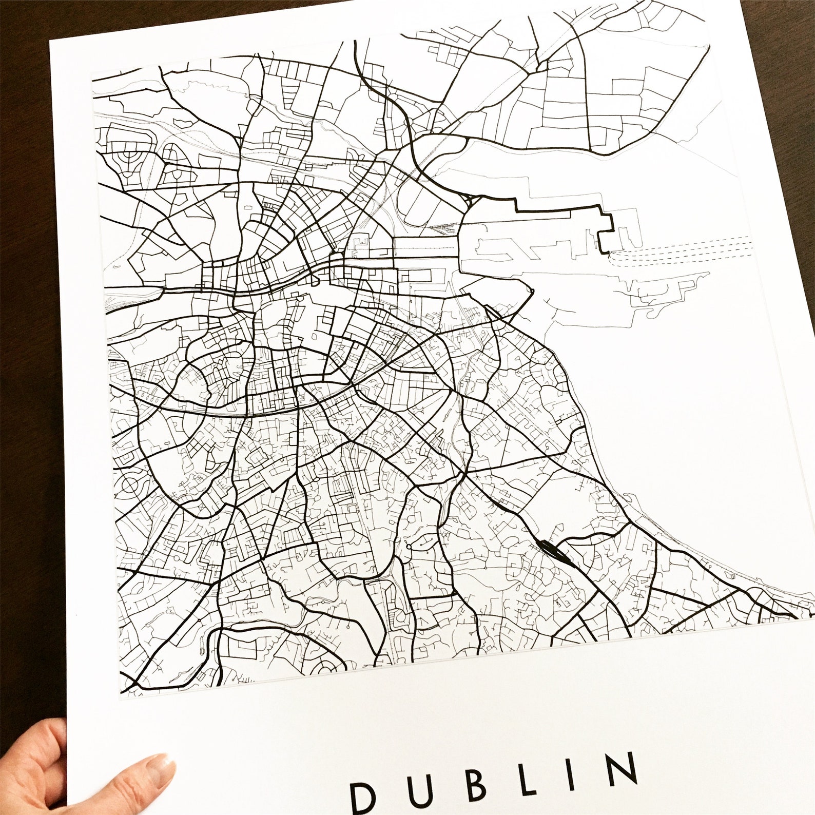 DUBLIN Map Hand Drawn Street Map IRELAND City Map Drawing | Etsy