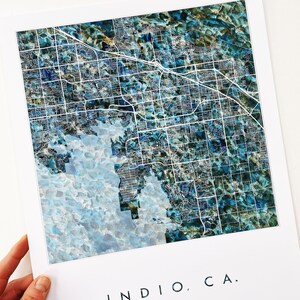 INDIO Palm Springs Map Urban Fabric Watercolor Texture Painting ...