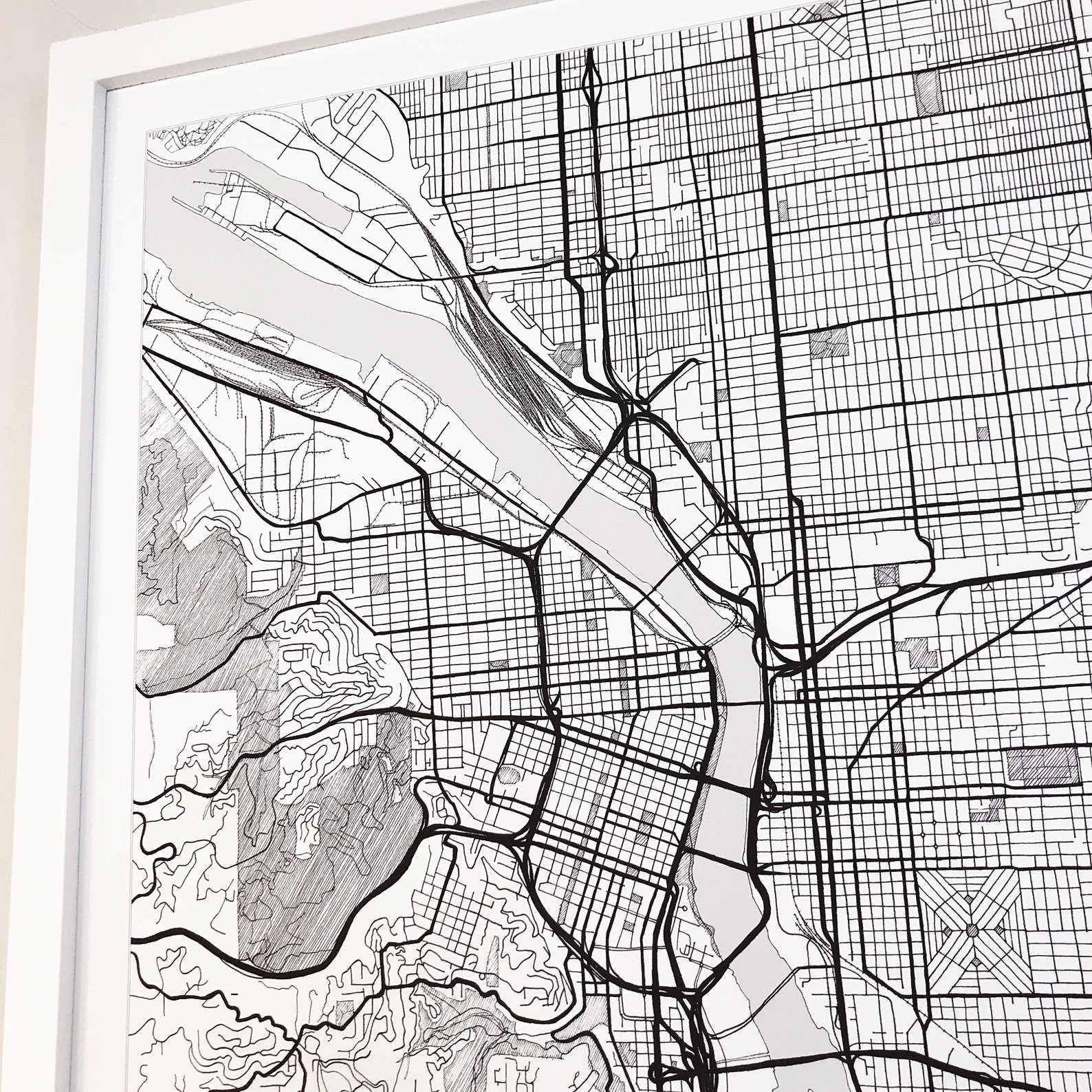 PORTLAND Map Street Map OREGON City Map Drawing Black and - Etsy