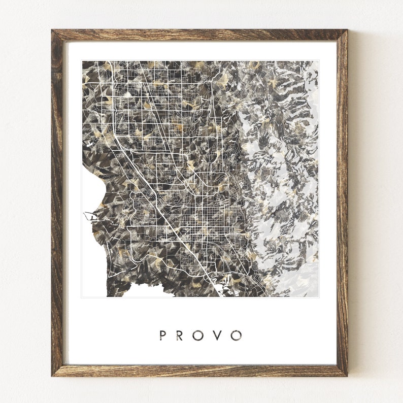 PROVO Map Urban Fabric Watercolor Texture Painting UTAH City Plan (art ...