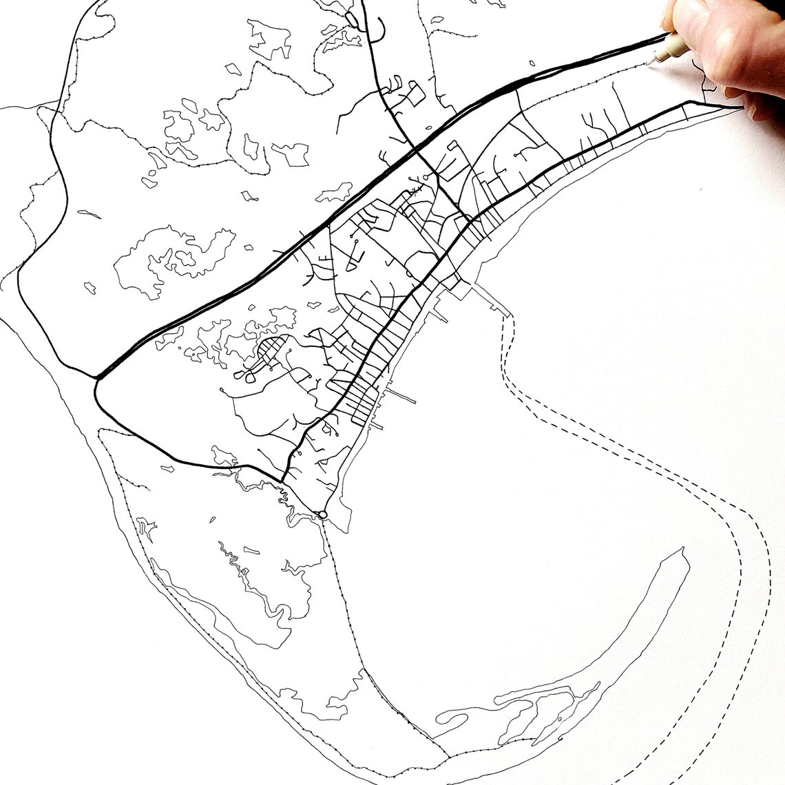 PROVINCETOWN Massachusetts Map Street Map Drawing Black and White (art ...