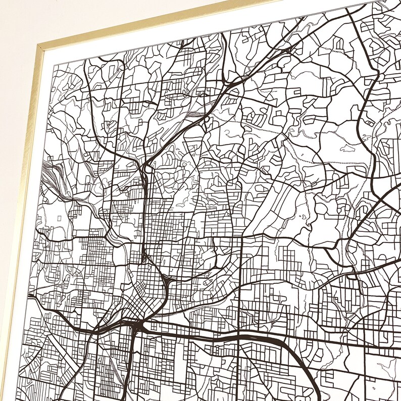 ATLANTA Map Street Map Georgia City Map Drawing Black and - Etsy