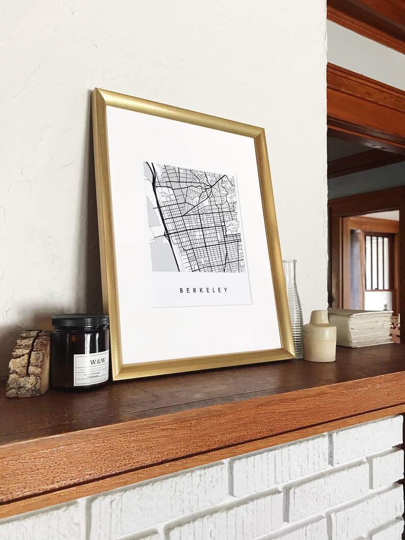 BERKELEY California Map Street Map Drawing Black and White | Etsy
