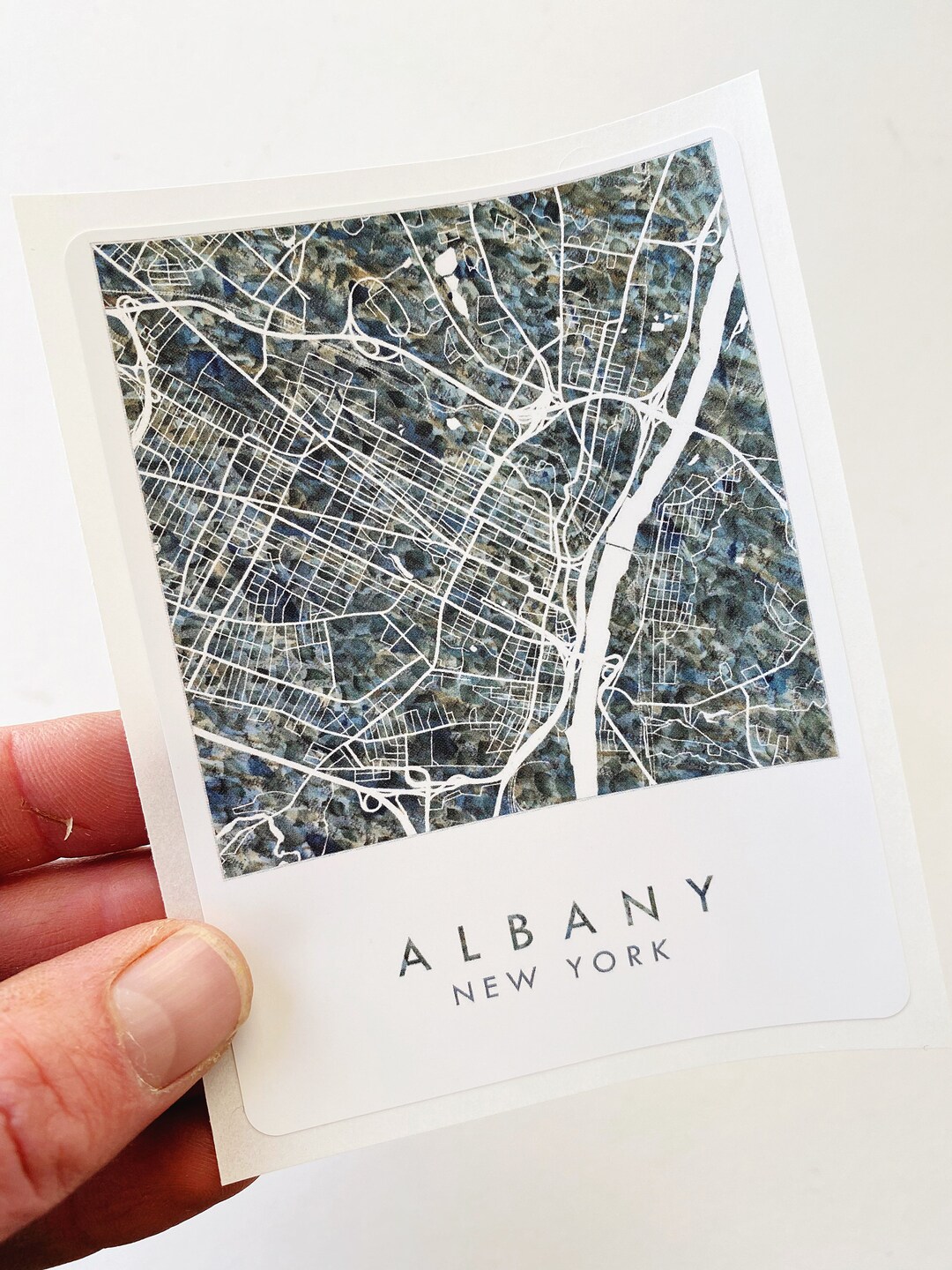 ALBANY Watercolor Map STICKER New York City Map Block Plan Laptop Water ...