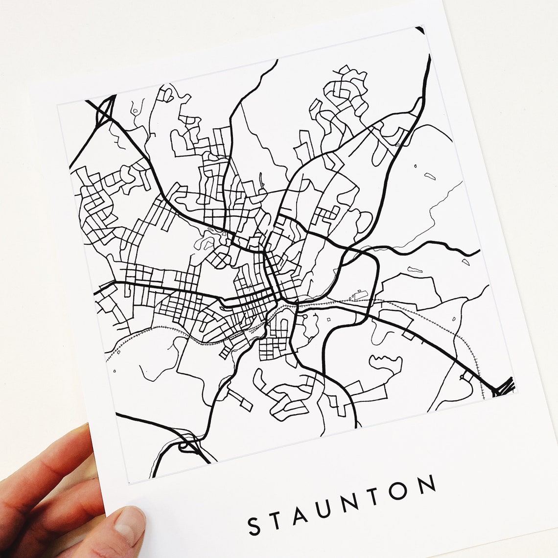 STAUNTON Street Map VIRGINIA City Map Drawing Black and White - Etsy