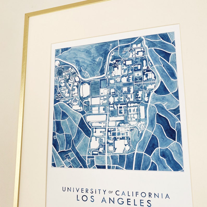 UCLA Campus Hand Painted Watercolor Map art Print University - Etsy
