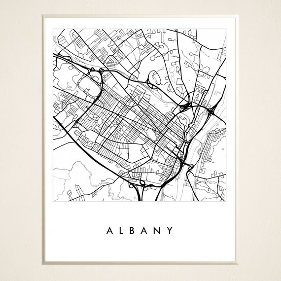 ALBANY Street Map NEW YORK City Map Drawing Black and White - Etsy