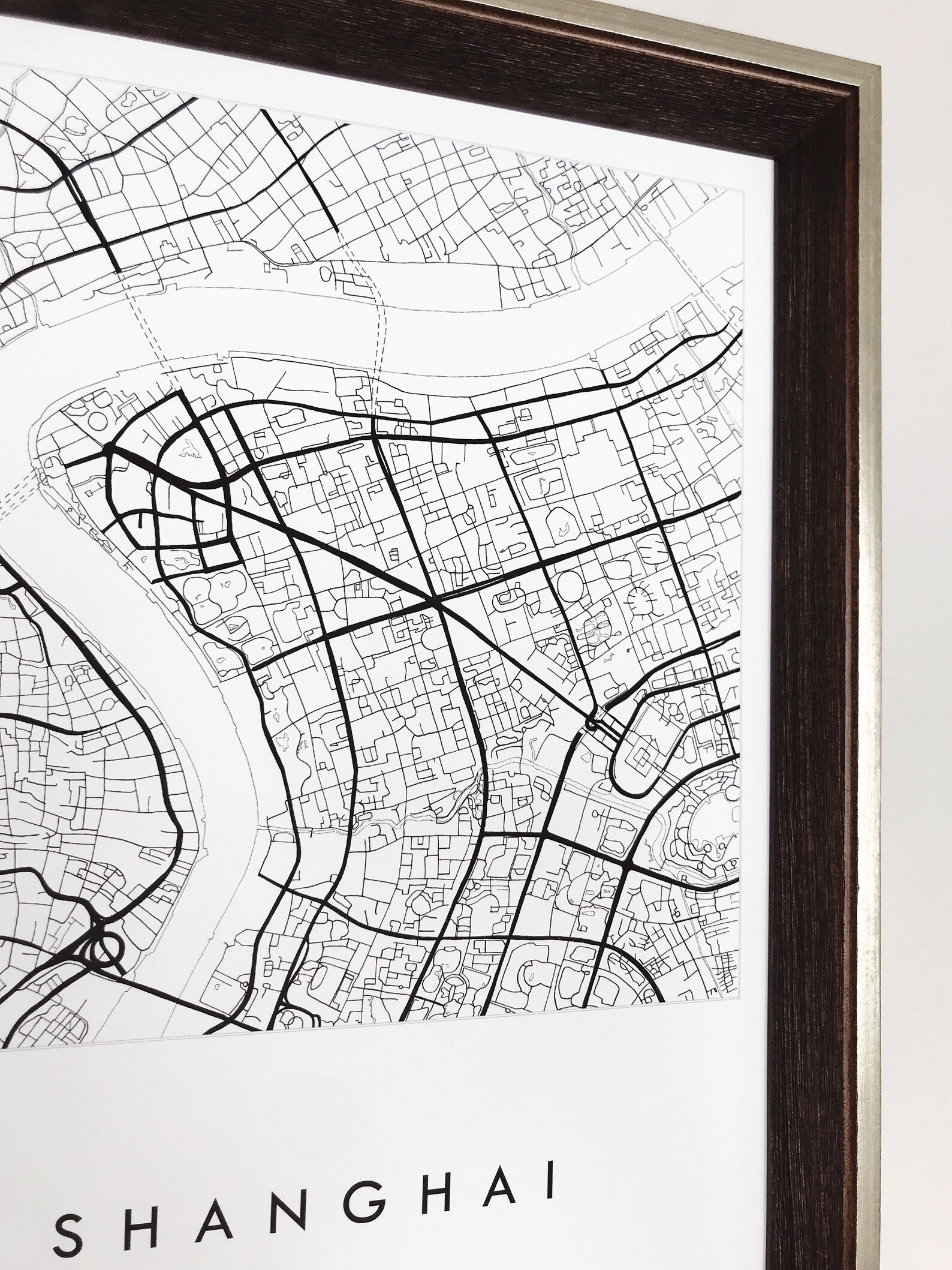 SHANGHAI Map Hand Drawn Street Map CHINA City Map Drawing Black and ...
