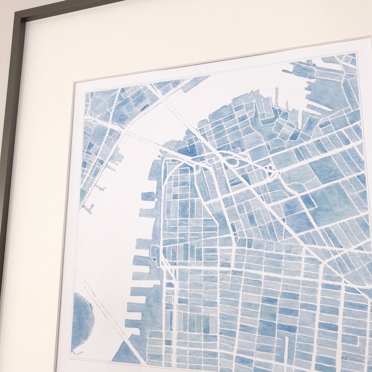 BROOKLYN HEIGHTS Downtown Brooklyn Map Watercolor Print New York City ...